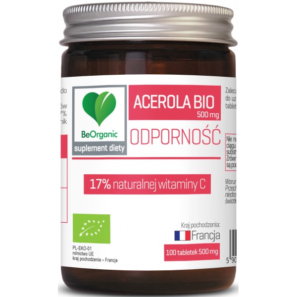 Acerola BIO 17% witaminy C, 500mg x 100 tabletek BeOrganic - Sklep ...