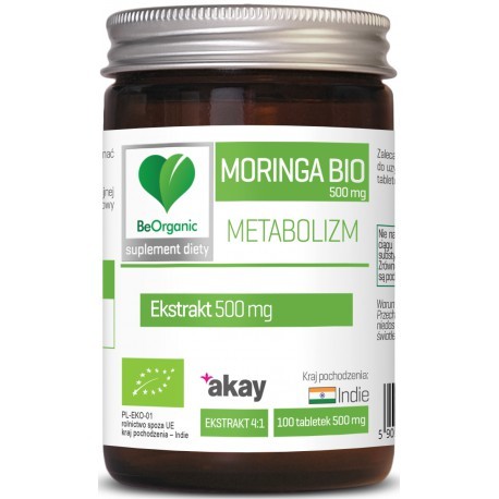 MORINGA BIO 500 MG (100 TAB) METABOLIZM BEORGANIC - Sklep Mojazielarnia.pl